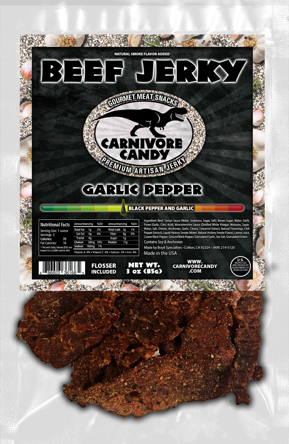 Garlic Pepper :: Beef Jerky Flavor :: Carnivore Candy PNW